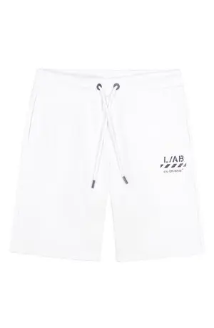 L/AB OFF-WHITE Off- Diagonal Logo Cotton French Terry Sweat Shorts - White