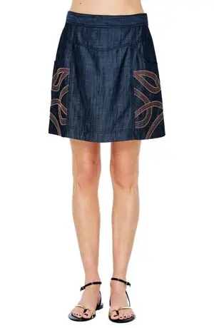 CIEBON Mya Embroidered Tencel® Lyocell Miniskirt - Charcoal