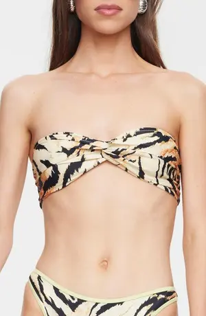 Lioness Bella Twisted Bandeau Bikini Top - Tiger