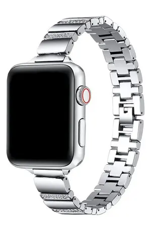 POSH TECH Soleil Rhinestone Stainless Steel Link Watchband - Silver