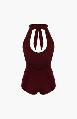ODDLI Halter One-piece Swimsuit With Belt