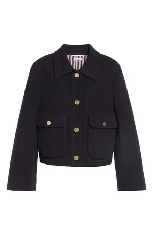 Thom Browne Wool Bell Sleeve Jacket - Navy