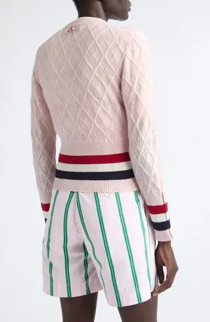 Thom Browne Argyle Intarsia Cashmere Pointelle Cardigan