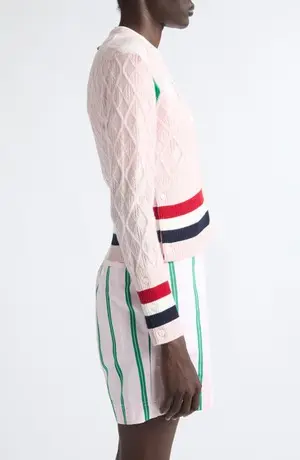 Thom Browne Argyle Intarsia Cashmere Pointelle Cardigan