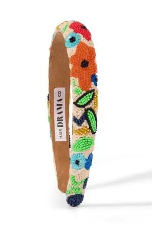 HAIR DRAMA CO. Bloom Carnival Beaded Headband - Orange
