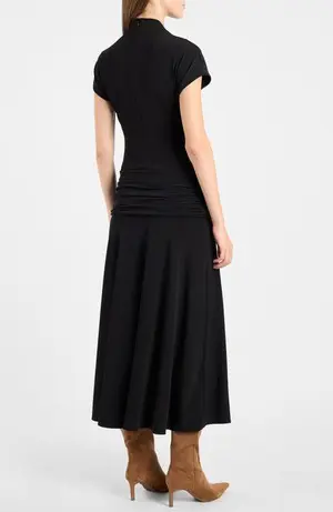 Santorelli Kardi Ruched Mock Neck Maxi Dress In Soft Jersey