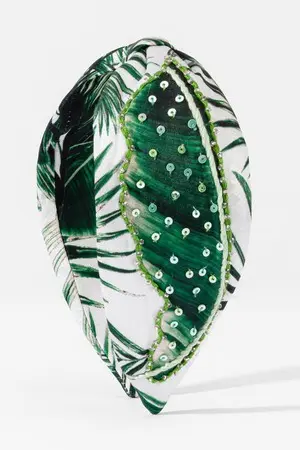 HAIR DRAMA CO Palm Leaf Knotted Headband - Green