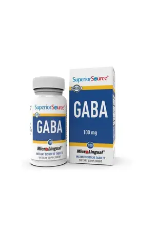 SUPERIOR SOURCE Gaba Sublingual Dissolving Tablets Instant Absorb Relaxation Support - White