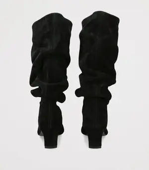 Staud Sueded Slouch Boots With Pointed Toe And Mid Heel