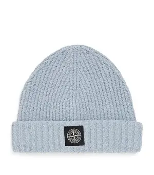 Stone Island Cotton Bouclé Compass Beanie - Grey