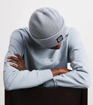 Stone Island Cotton Beanie With Compass Patch