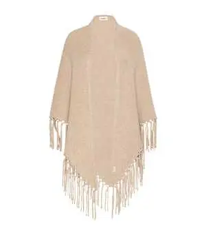 Max Mara Virgin Wool Fringed Shawl - Gold