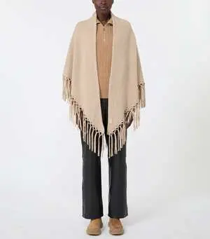 Max Mara Virgin Wool Fringed Shawl