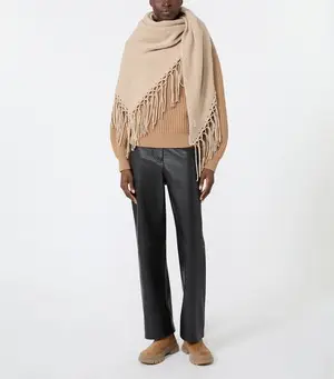 Max Mara Virgin Wool Fringed Shawl