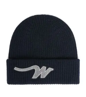 Max Mara Virgin Wool Initial Beanie - Navy