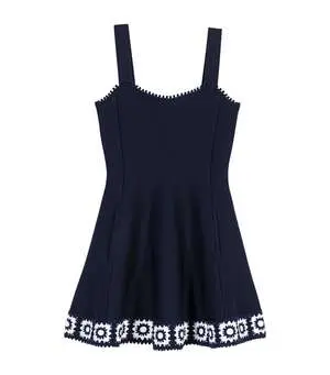 Maje Knitted Mini Dress With Crochet Trim - Blue