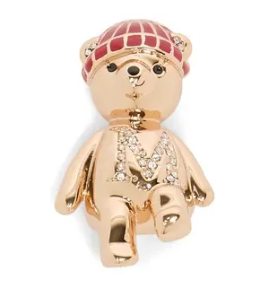Max Mara Diamanté Teddy Bear Brooch - Nude
