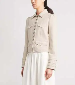 ME+EM Organic Cotton Twill Military Jacket - Beige