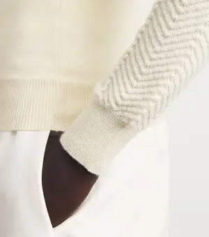 Colombo Cashmere Chevron High Neck Sweater