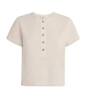 ME+EM Waffle-knit Henley T-shirt - Brown