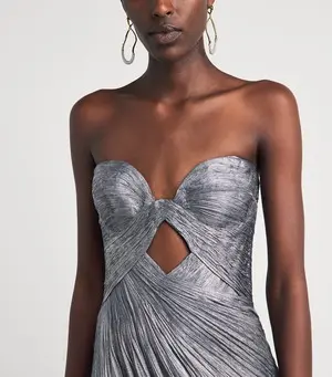 MARIA LUCIA HOHAN Metallic Silk Draped Gown - Blue