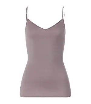 Hanro Cotton Seamless Spaghetti Strap V-neck Tank Top - Purple