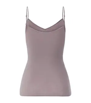 Hanro Cotton Seamless Spaghetti Strap V-neck Tank Top