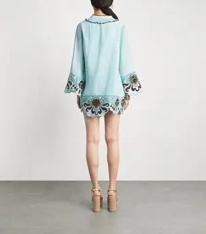 Lug Von Siga Linen Embroidered Tess Mini Dress - Blue