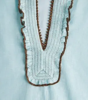 Lug Von Siga Linen Embroidered Tess Mini Dress - Blue
