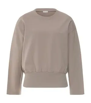 Hanro Stretch-cotton Natural Living Crew Neck Sweater