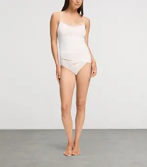 Hanro Cotton Rosaria Lace Trimmed Tank Top - Ivory