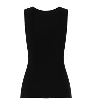 Hanro Cotton Rosaria Tank Top With Floral Embroidery - Black