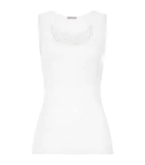 Hanro Cotton Rosaria Tank Top With Embroidered Neckline - Ivory