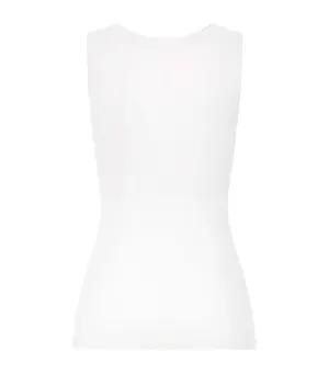 Hanro Cotton Rosaria Tank Top With Embroidered Neckline - Ivory