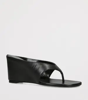 SHIRAKABEGURA Leather Yaga Wedge Sandals 85