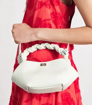 GANNI Bou Ostrich-effect Mini Shoulder Bag - Ivory