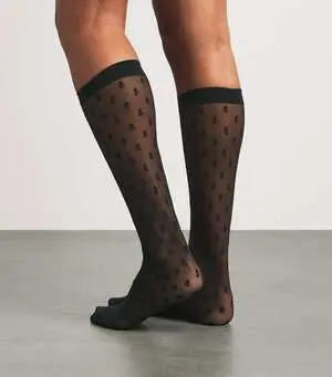 Wolford Blossom 20 Knee-high Stockings - Black
