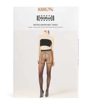 Wolford Dotted Garter Belt 20 Denier Tights - Nude