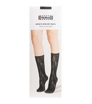 Wolford Infinite Rose Net Socks - Black