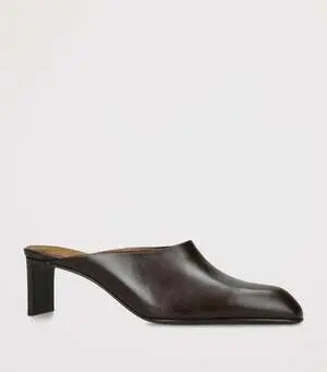 Khaite Leather Colt Heeled Mules 50