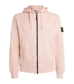 Stone Island Organic Cotton Zip-up Hoodie - Pink