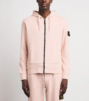 Stone Island Organic Cotton Zip-up Hoodie - Pink