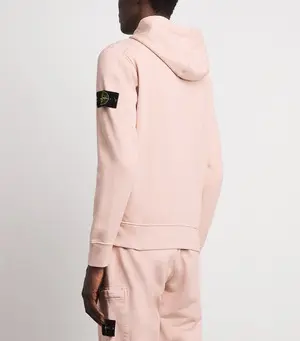 Stone Island Organic Cotton Zip-up Hoodie - Pink