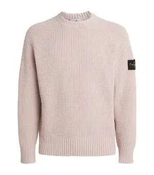 Stone Island Bouclé Compass Patch Sweater - Pink