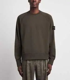 Stone Island Cotton Sweatshirt With Compass Logo - Black