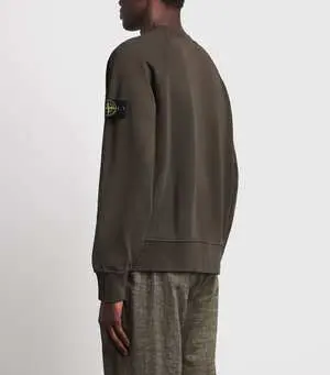 Stone Island Cotton Sweatshirt With Compass Logo - Black