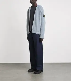 Stone Island Cotton Bouclé Zip-up Hoodie With Compass Logo