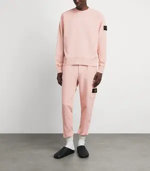 Stone Island Cotton Sweatshirt With Embroidered Compass Logo - Pink