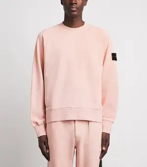 Stone Island Cotton Sweatshirt With Embroidered Compass Logo - Pink