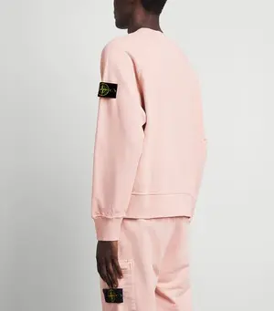 Stone Island Cotton Sweatshirt With Embroidered Compass Logo - Pink